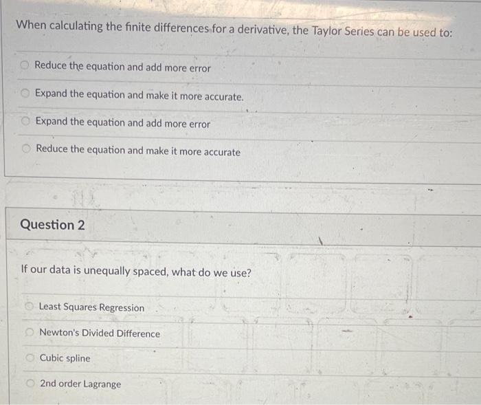 Solved When calculating the finite differences for a | Chegg.com