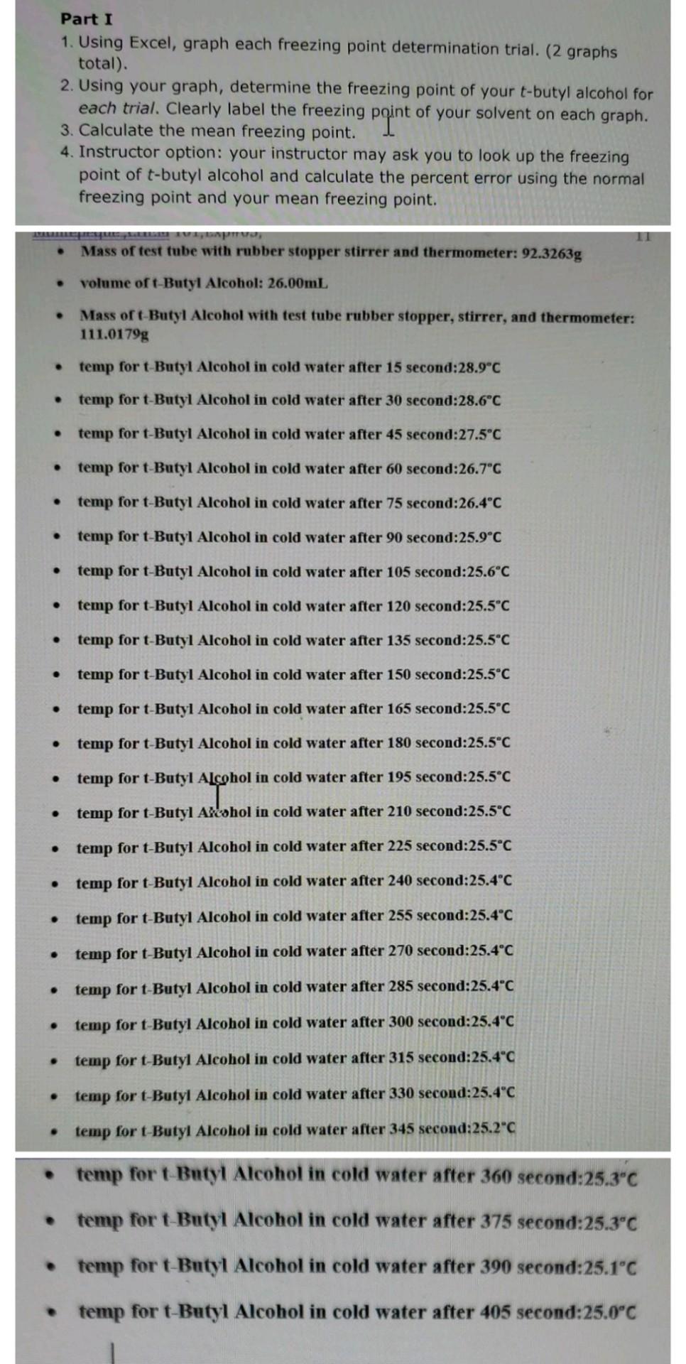 Solved Part II 5. Using Excel, construct a cooling curve of | Chegg.com