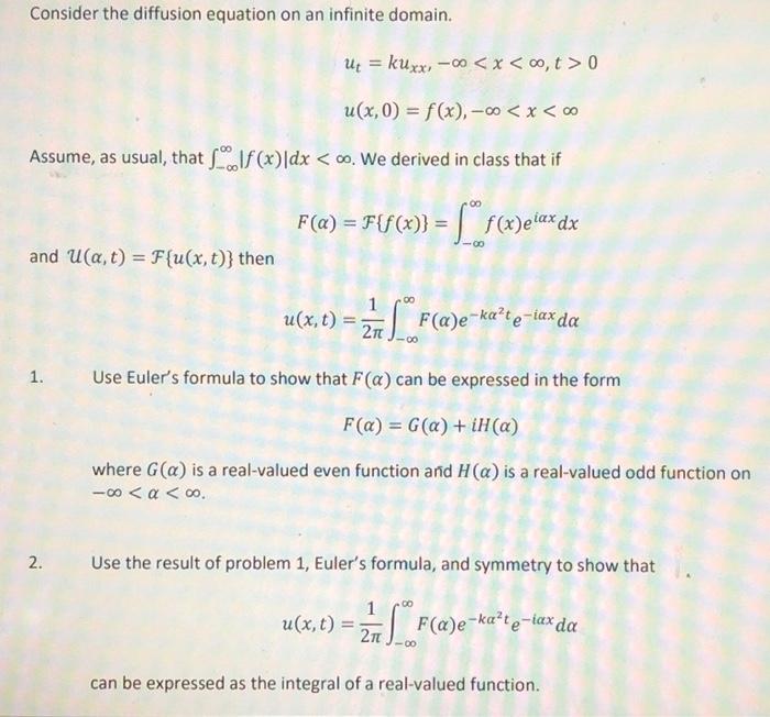 Solved Consider the diffusion equation on an infinite | Chegg.com