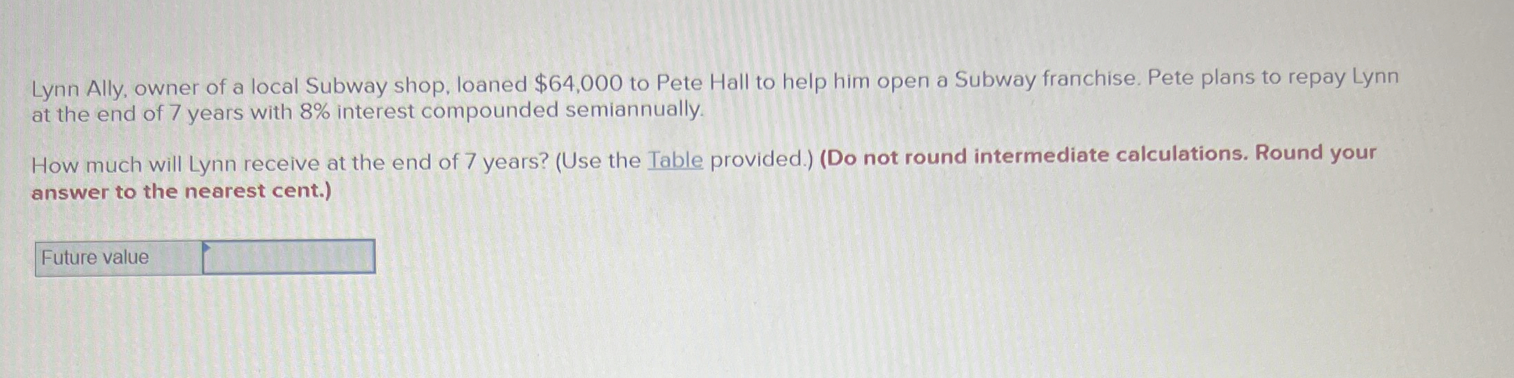 Solved Lynn Ally, owner of a local Subway shop, loaned | Chegg.com