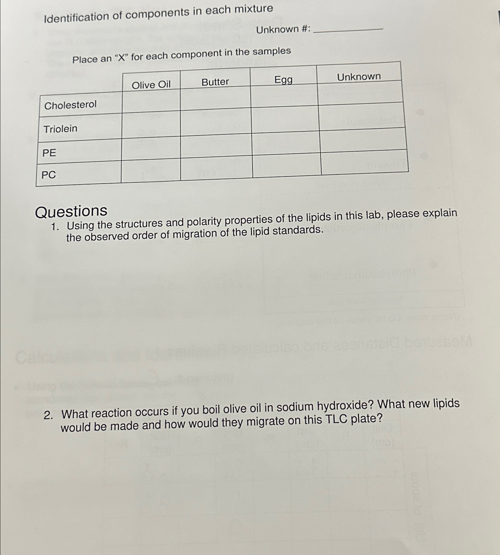 Solved Identification of components in each mixtureUnknown | Chegg.com