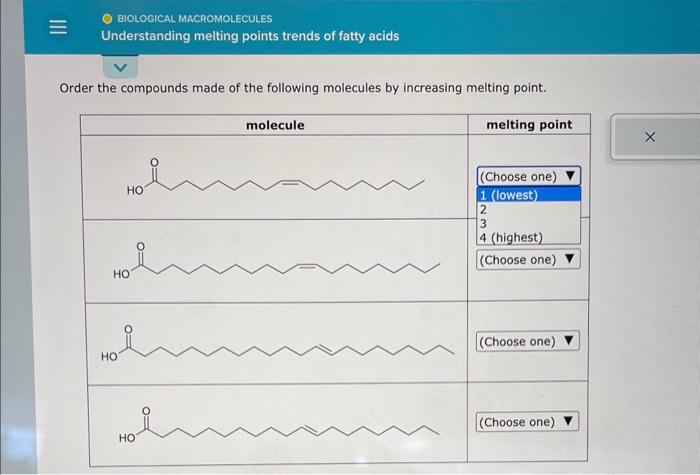 Solved Order the compounds made of the following molecules | Chegg.com