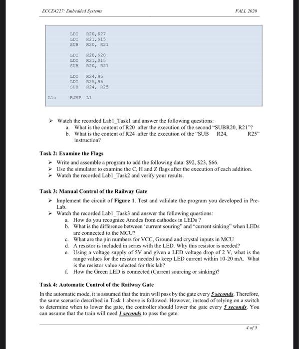 Lab 1: AVR Microcontroller's Assembler and GPIO Lab | Chegg.com