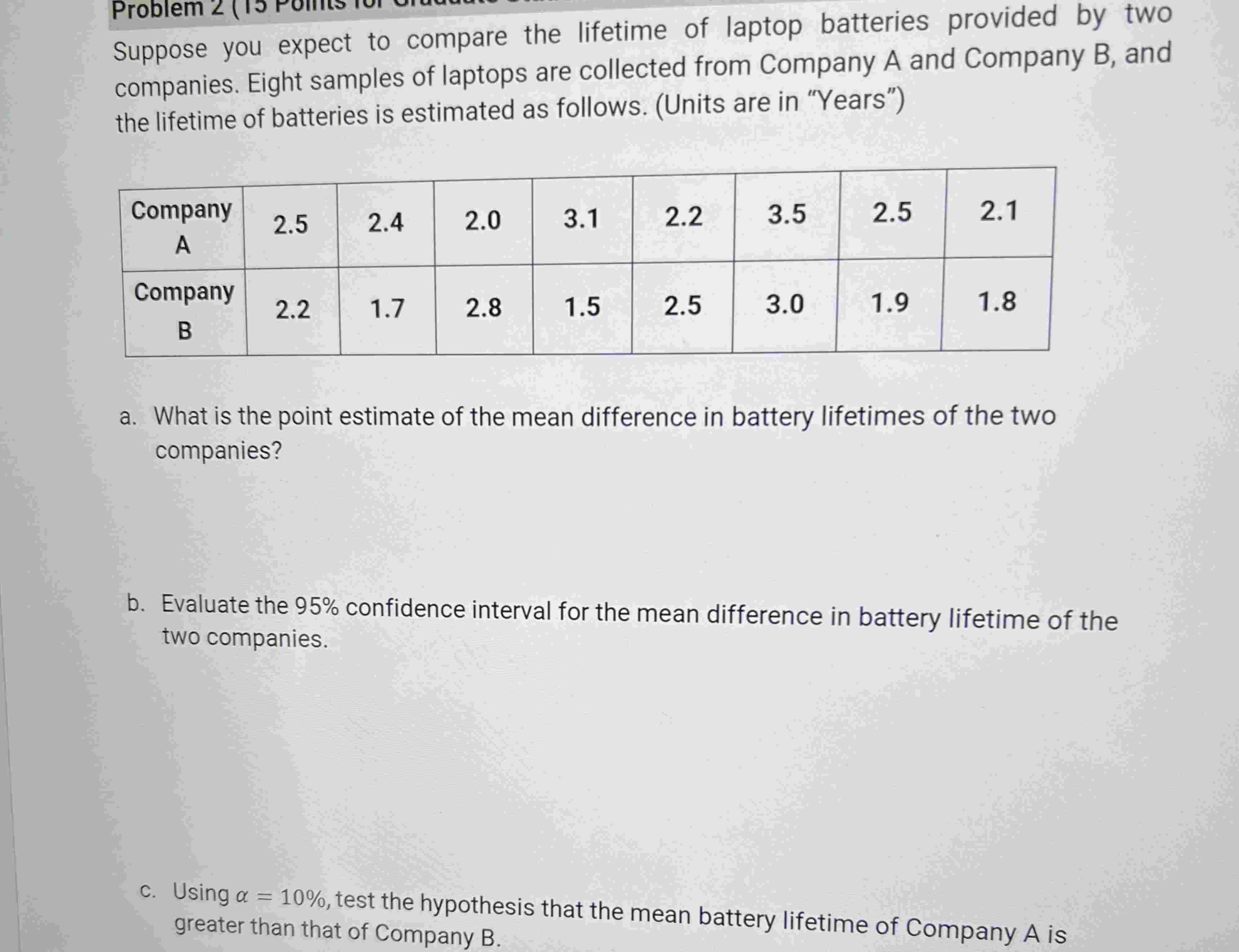 Solved Suppose you expect to compare the lifetime of laptop | Chegg.com