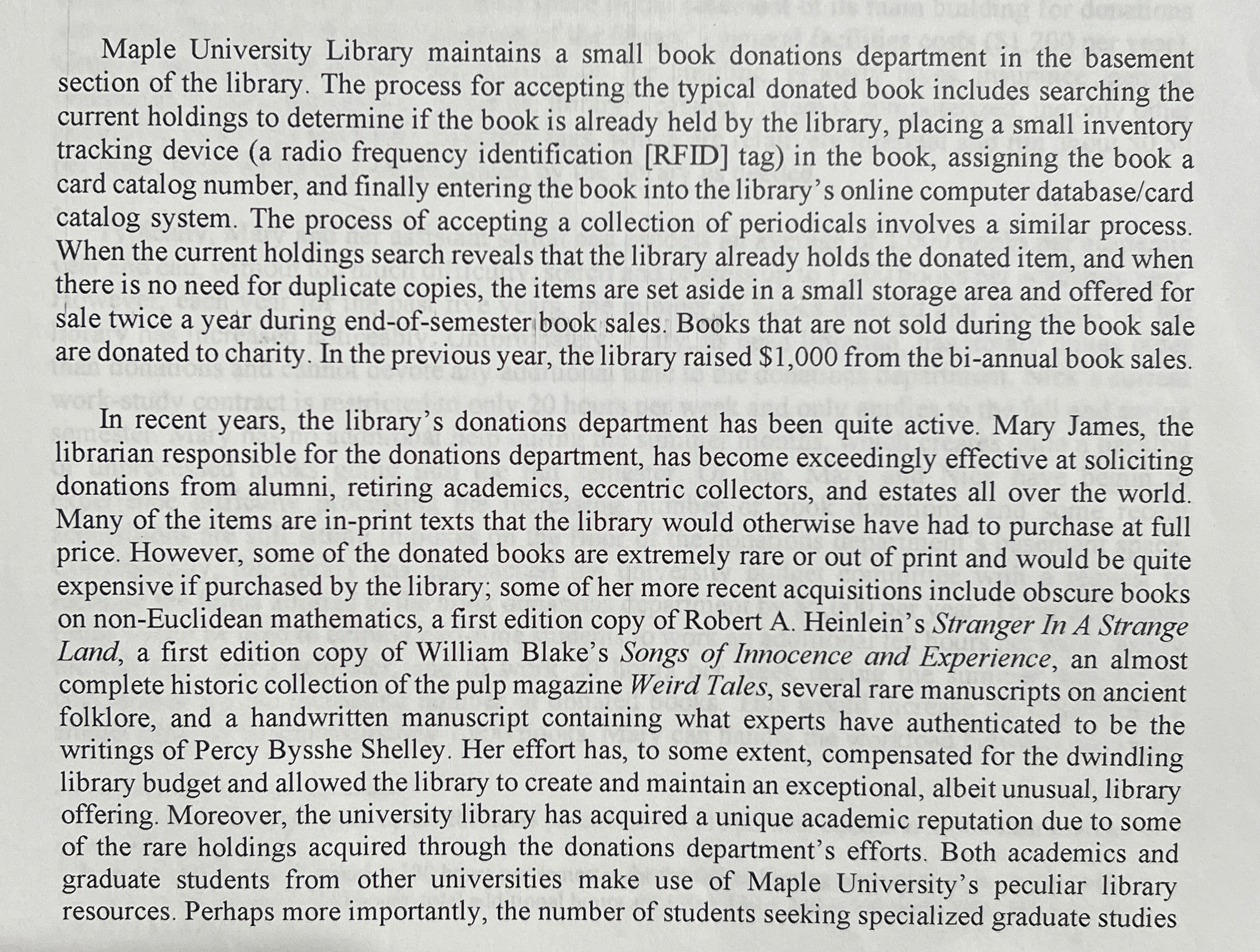 Solved Maple University Library maintains a small book | Chegg.com