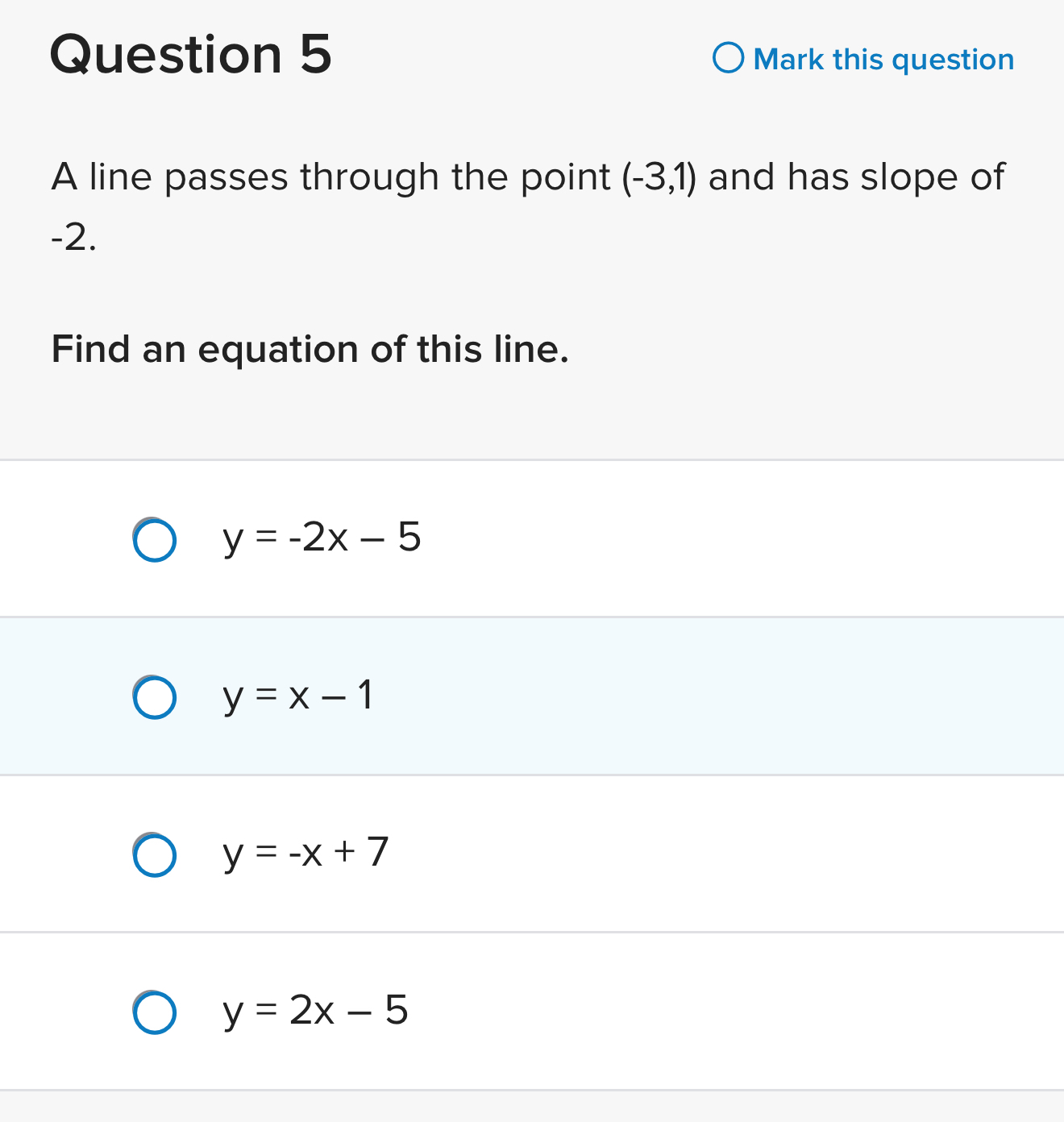 Solved Question 5A line passes through the point (-3,1) ﻿and | Chegg.com