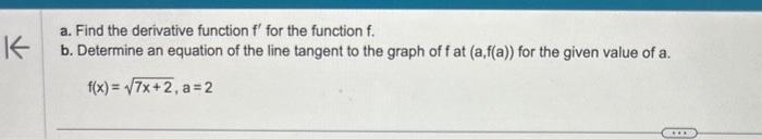 Solved a. Find the derivative function f′ for the function | Chegg.com