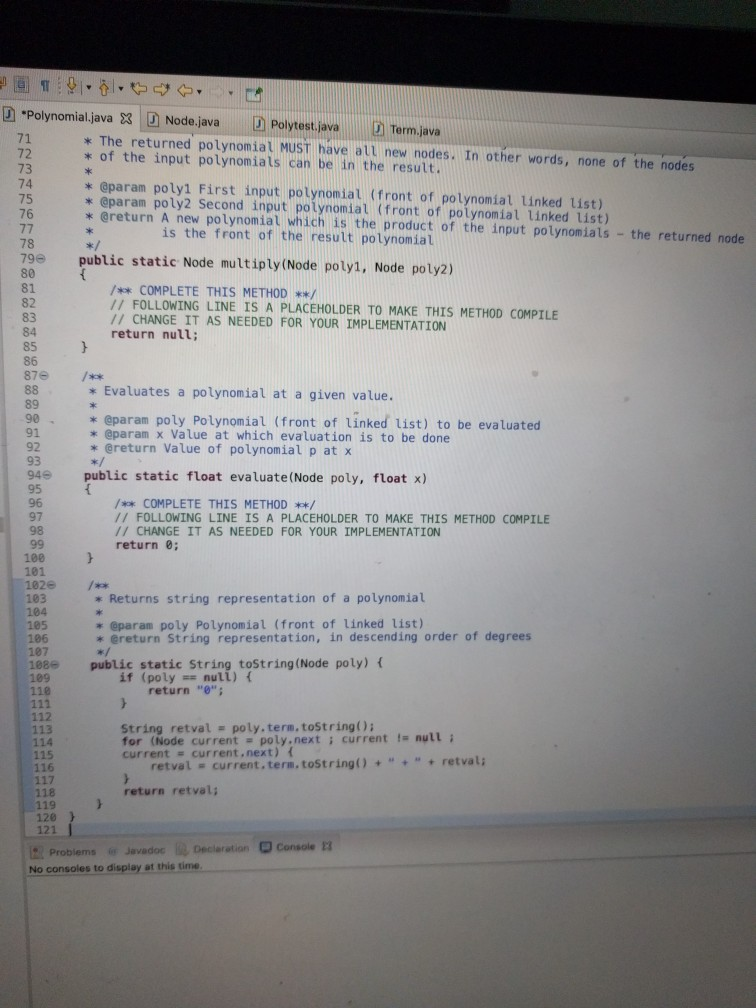 Solved D Term.java * D Polynomial.java X Node.java D | Chegg.com