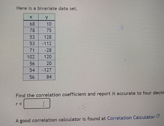Solved Here is a bivariate data | Chegg.com