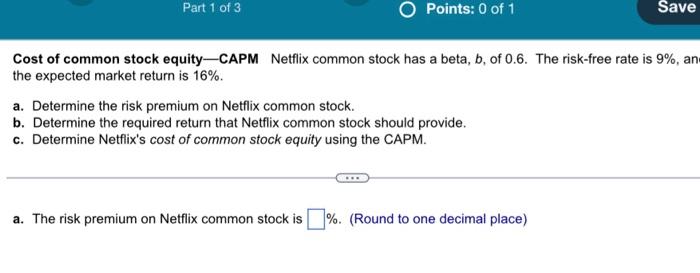 Solved Cost of common stock equity-CAPM Netflix common stock | Chegg.com