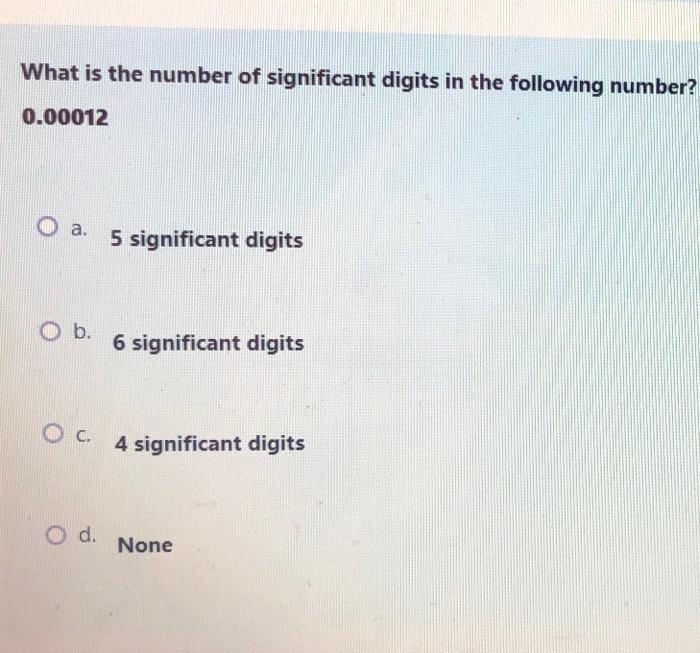 Solved What is the number of significant digits in the | Chegg.com