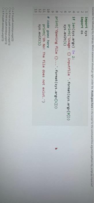 Solved Consider the following my script.py. Which statement | Chegg.com