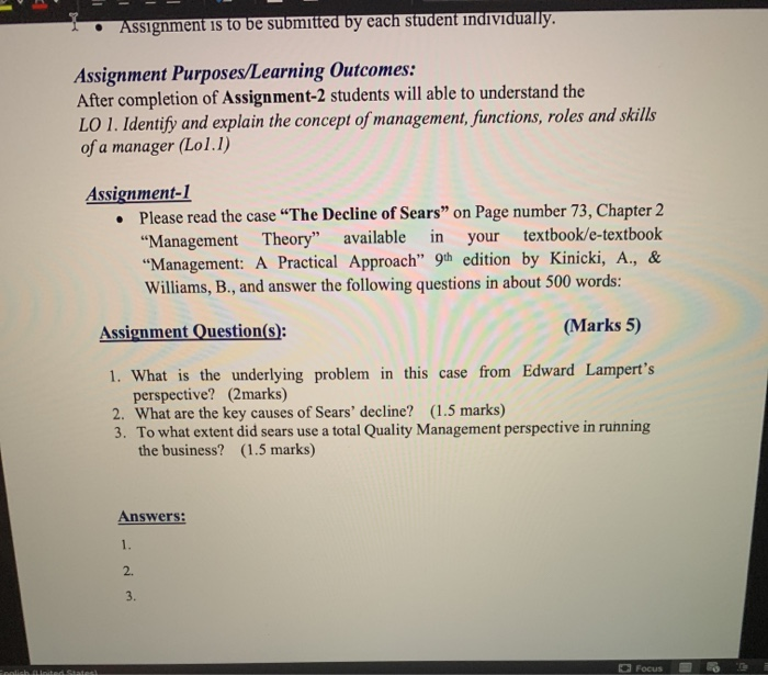 Solved Assignment is to be submitted by each student | Chegg.com