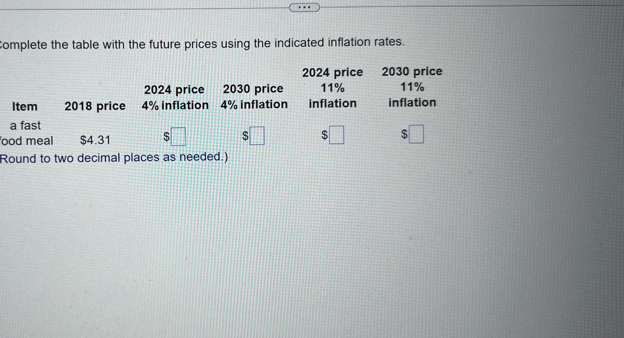 Solved omplete the table with the future prices using the | Chegg.com