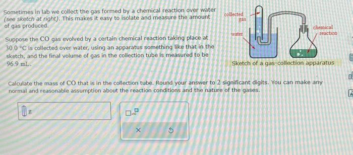 Solved Sometimes in lab we collect the gas formed by a | Chegg.com