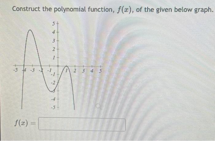 Solved Construct the polynomial function, f(x), of the given | Chegg.com Solved Construct the polynomial function, f(x), of the given | Chegg.com