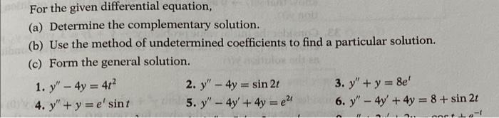 Solved For the given differential equation, (a) Determine | Chegg.com