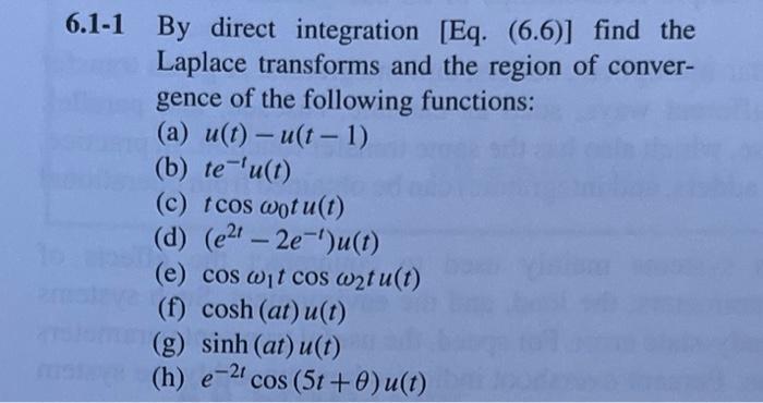 6.1-1 By direct integration [Eq. (6.6)] find the | Chegg.com