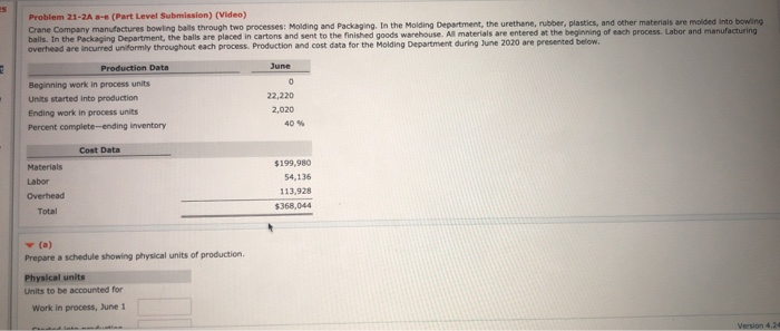 Solved Problem 21-2A - (Part Level Submission) (Video) Crane | Chegg.com