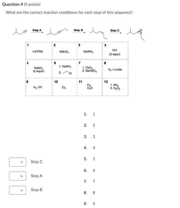 Solved Question 4 (9 ﻿points)What are the correct reaction | Chegg.com