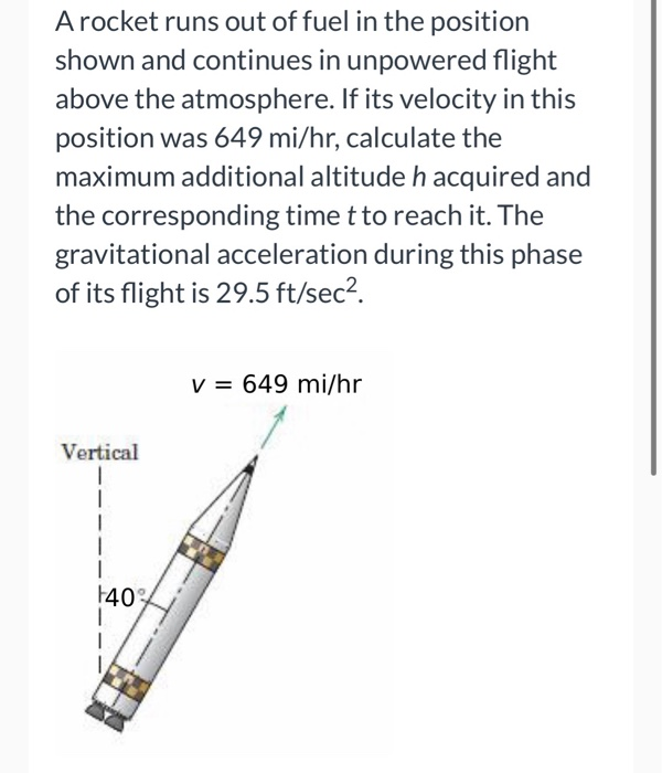 Solved Arocket runs out of fuel in the position shown and | Chegg.com
