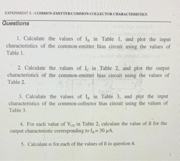Solved Common-Emitter/Common- Collector Characteristics 5 | Chegg.com