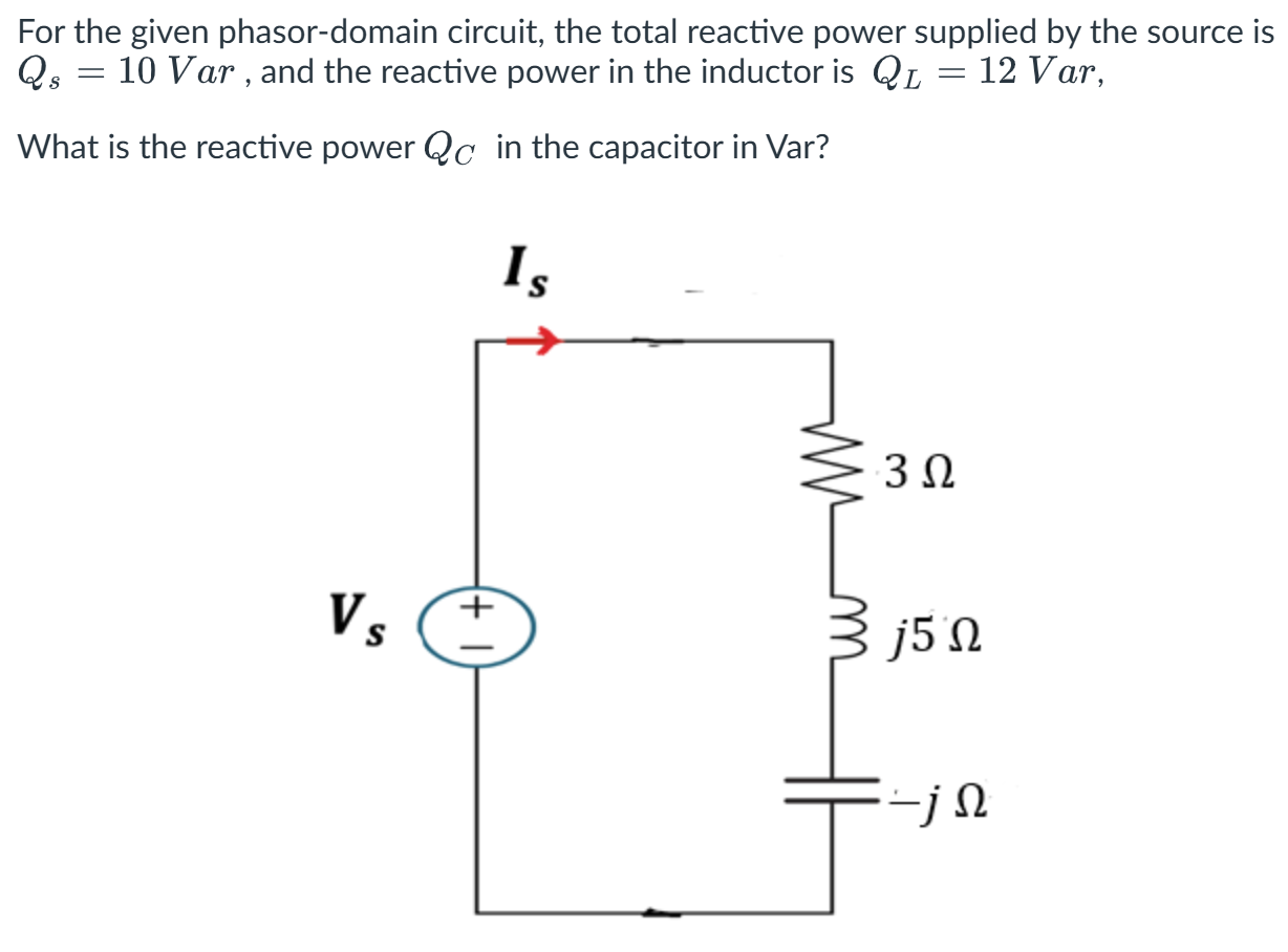 Solved For the given phasor-domain circuit, the total | Chegg.com