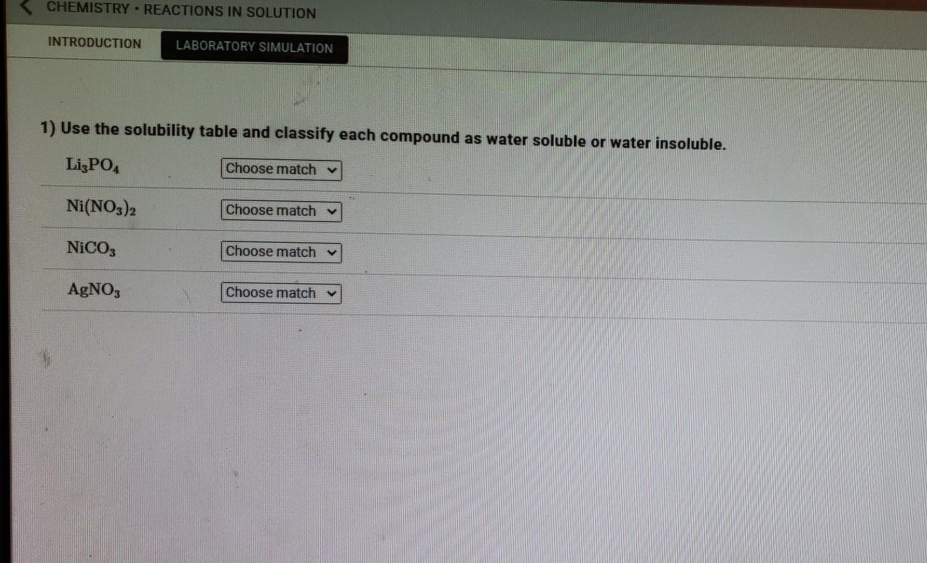 Solved CHEMISTRY - REACTIONS IN SOLUTION INTRODUCTION | Chegg.com