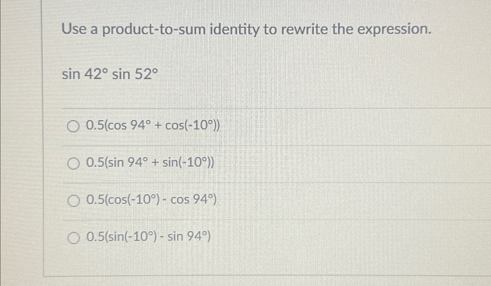 Solved Use a product-to-sum identity to rewrite the | Chegg.com