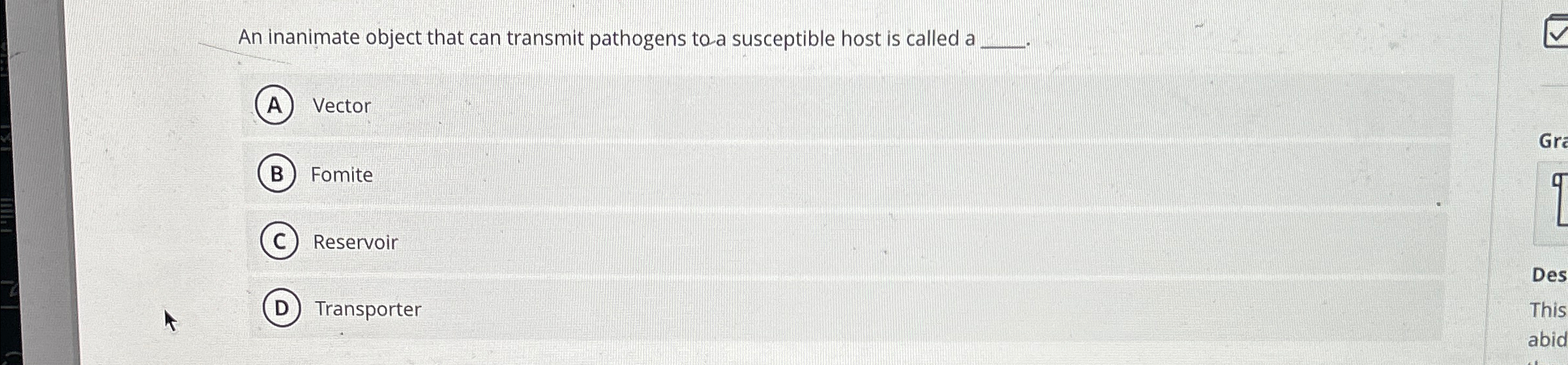 Solved An inanimate object that can transmit pathogens to a | Chegg.com