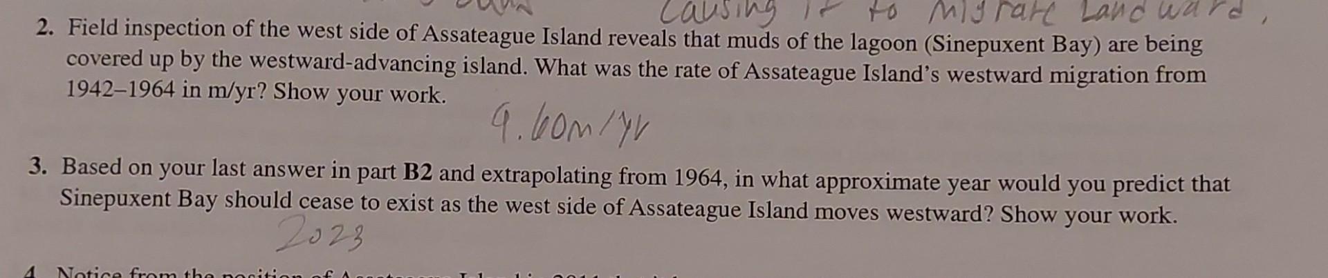 Solved 2. Field inspection of the west side of Assateague | Chegg.com