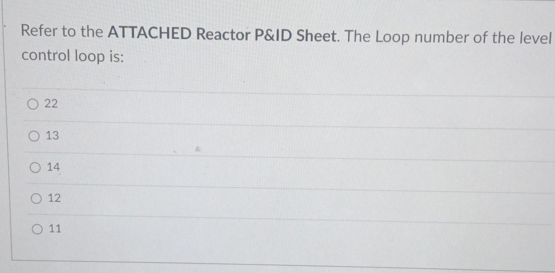 Solved Refer to the ATTACHED Reactor P\&ID Sheet. The Loop | Chegg.com