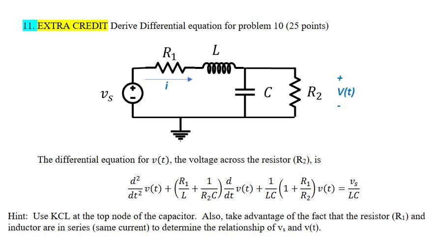 Solved The differential equation for v(t), ﻿the voltage | Chegg.com