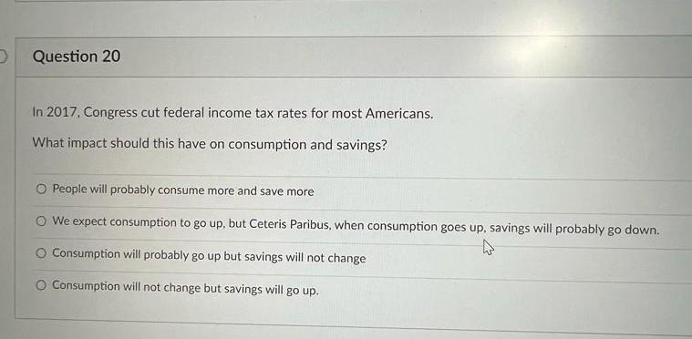 Solved In 2017, Congress cut federal income tax rates for | Chegg.com
