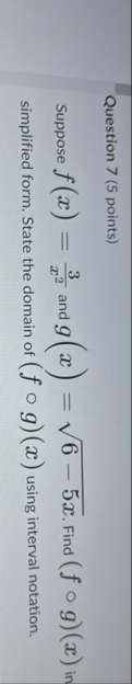 Solved Question 7 (5 ﻿points)Suppose f(x)=3x2 ﻿and | Chegg.com