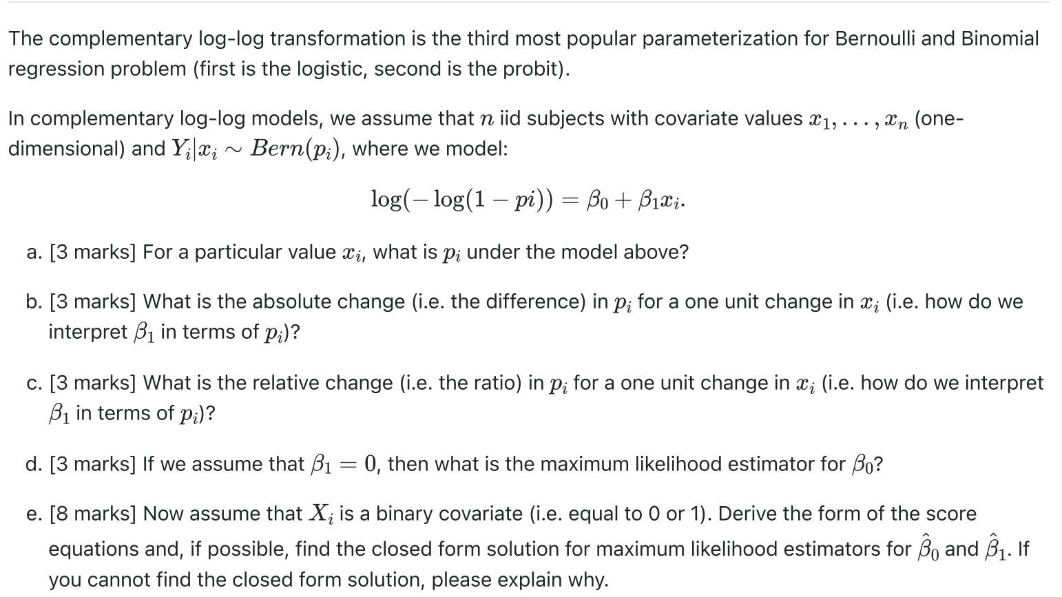 Solved The complementary log-log transformation is the third | Chegg.com