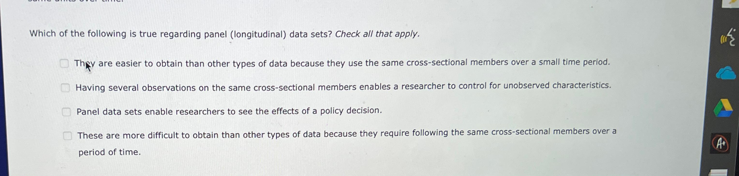 Solved Which of the following is true regarding panel | Chegg.com
