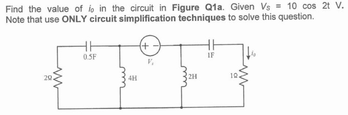 Solved Find the value of io in the circuit in Figure Q1a. | Chegg.com