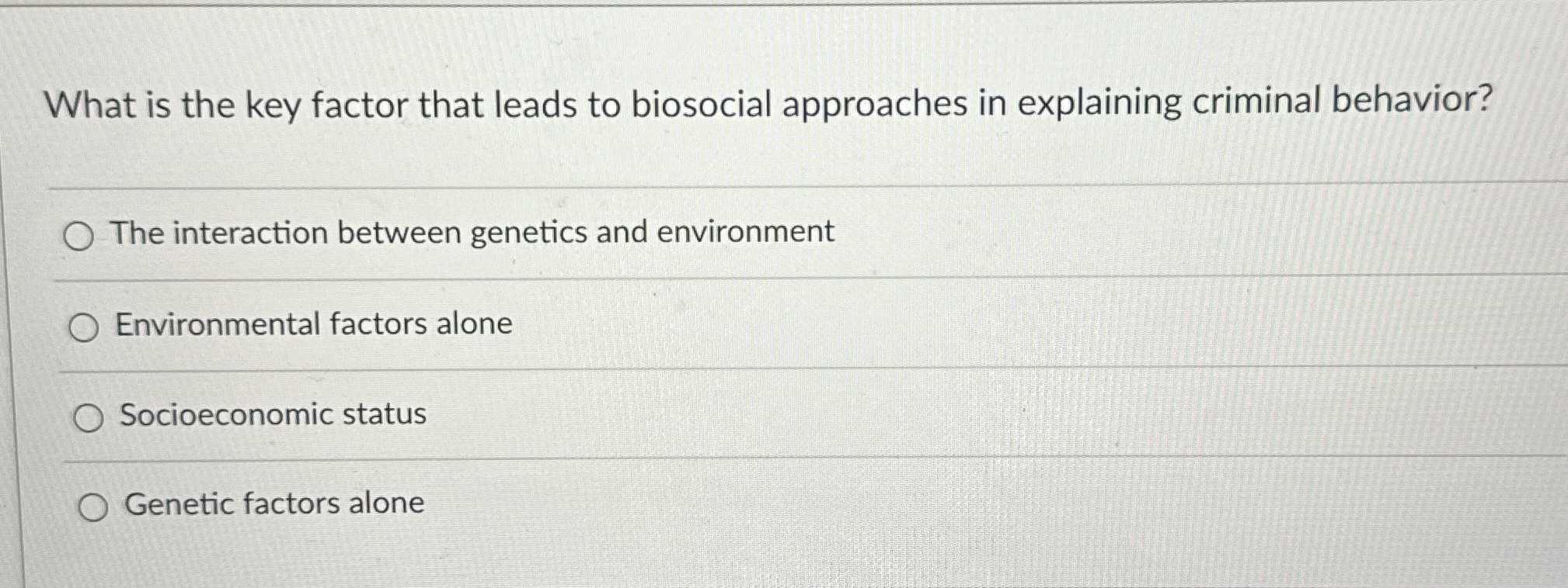 Solved What is the key factor that leads to biosocial | Chegg.com