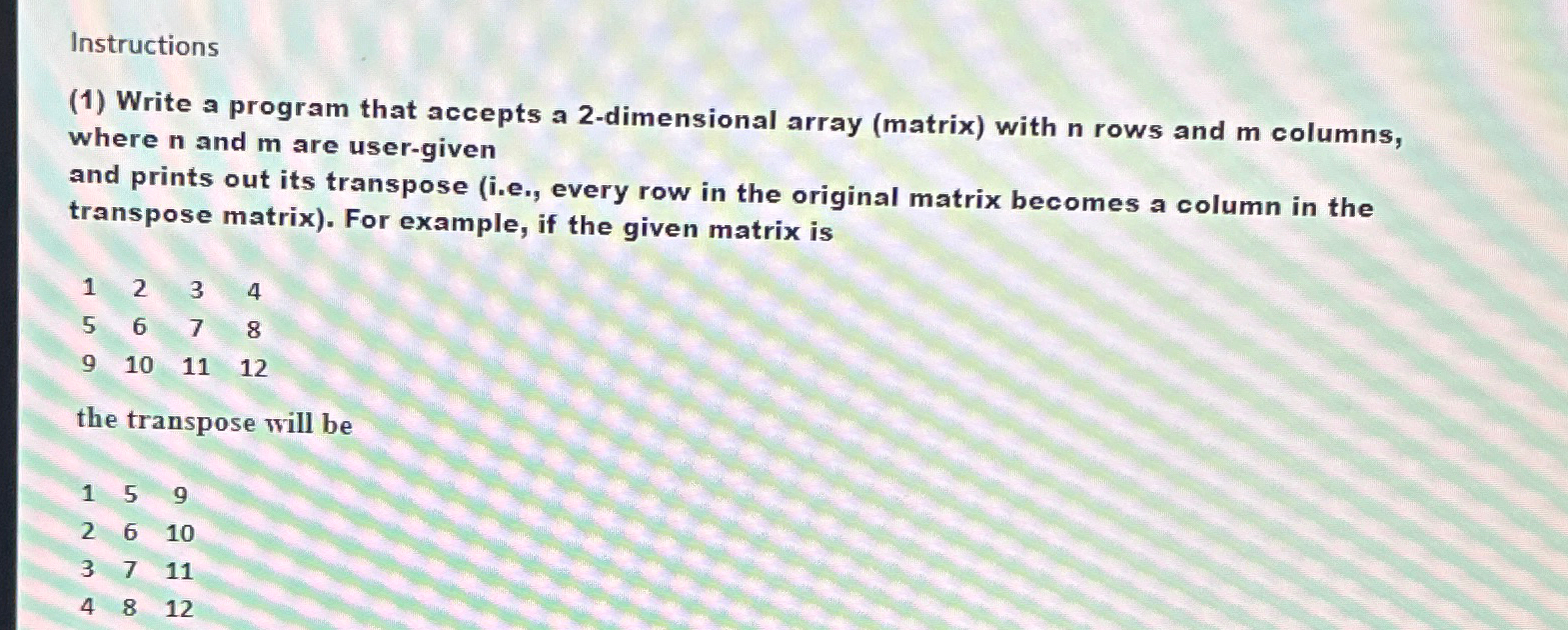 Solved C++(1) ﻿Write a program that accepts a 2-dimensional | Chegg.com
