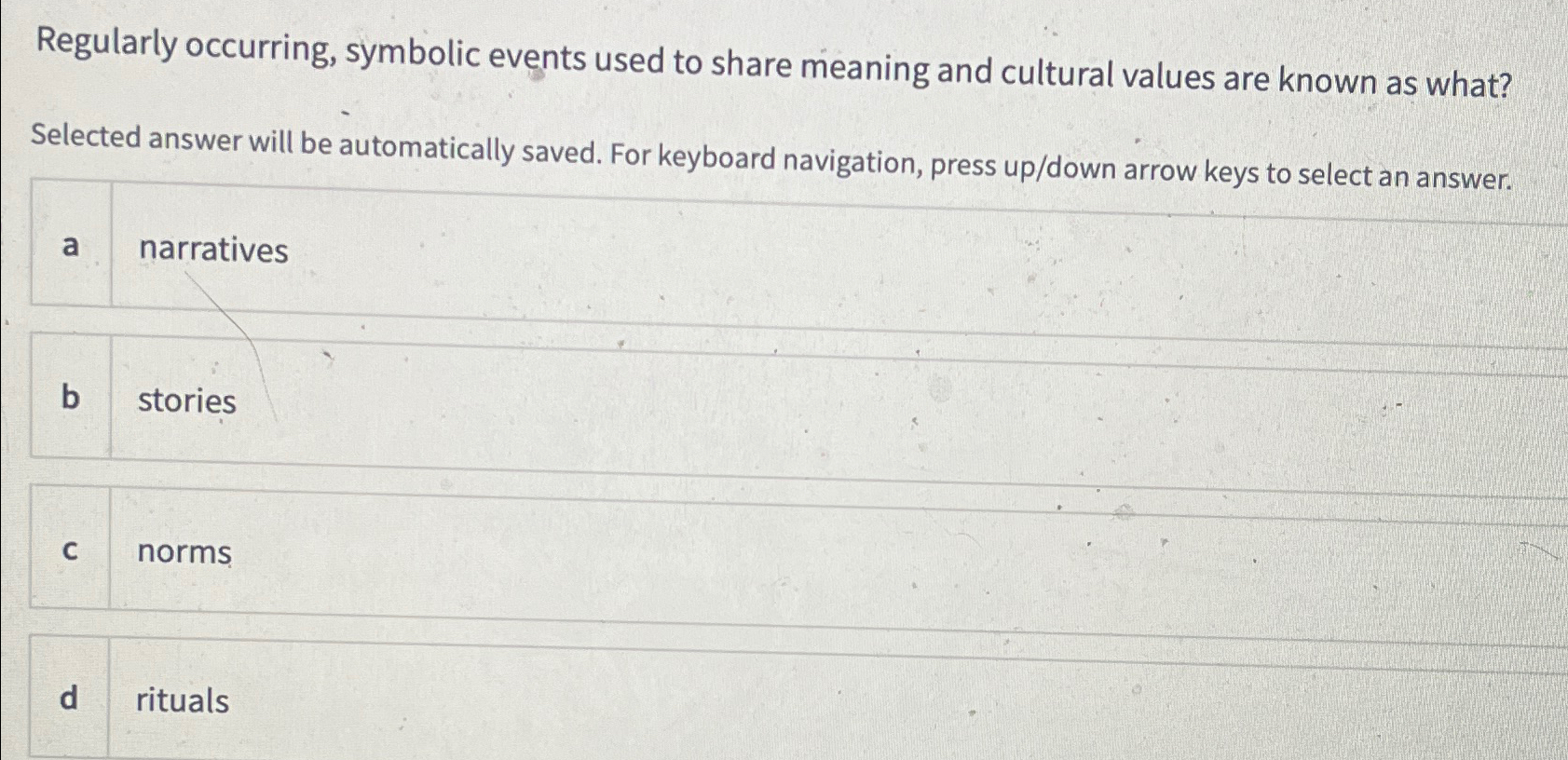 Solved Regularly occurring, symbolic events used to share | Chegg.com