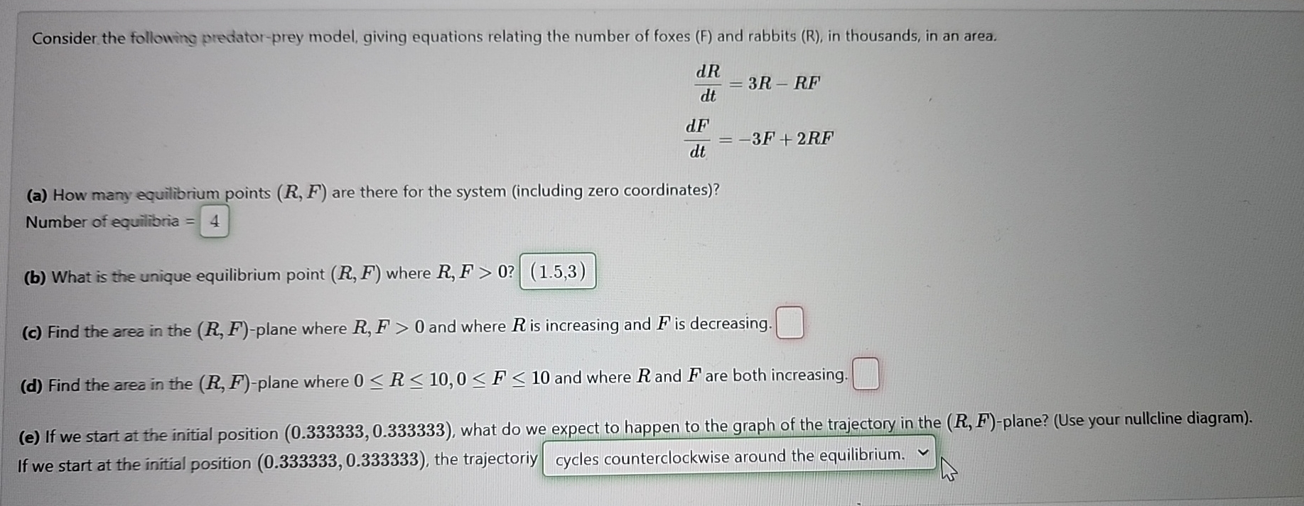 Solved Consider the following predator-prey model, giving | Chegg.com