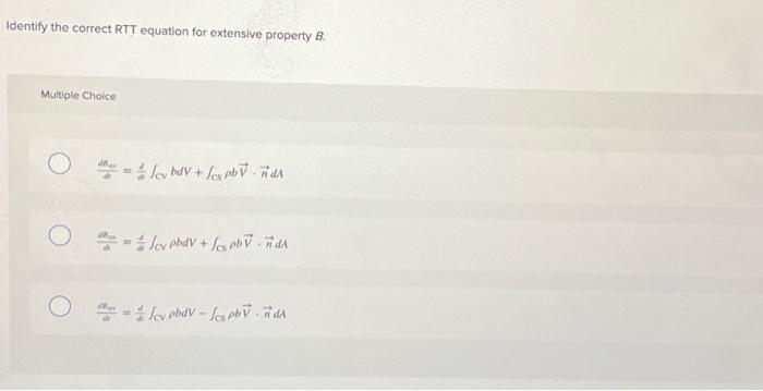 Solved Identify the correct RTT equation for extensive | Chegg.com