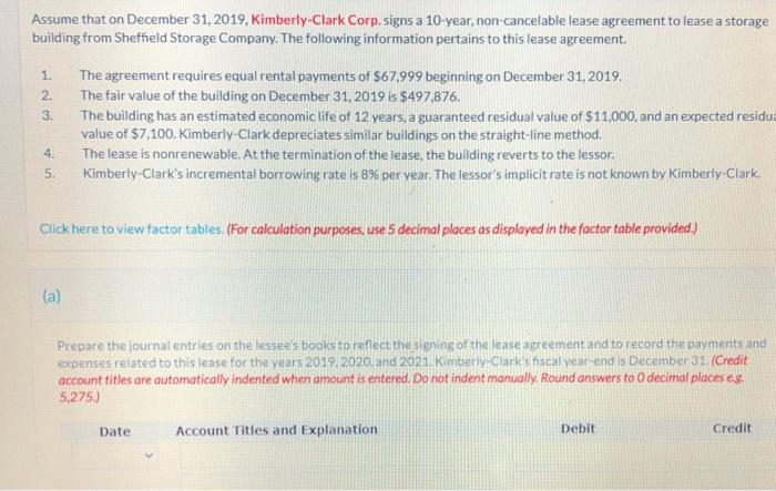 Solved 1. Assume that on December 31, 2019, Kimberly-Clark | Chegg.com