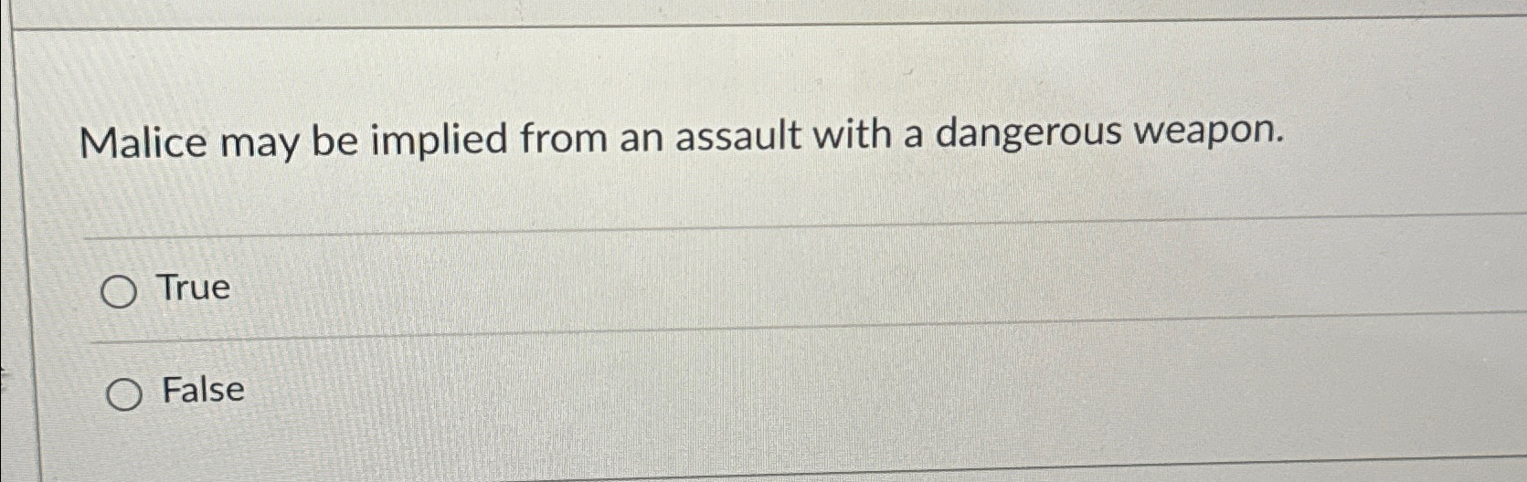 Solved Malice may be implied from an assault with a | Chegg.com