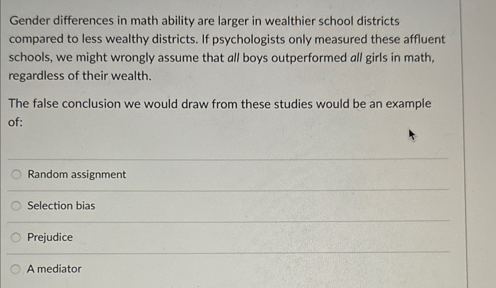 Solved Gender differences in math ability are larger in | Chegg.com