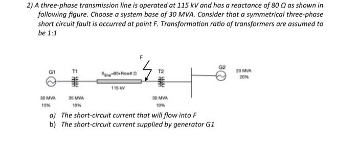 Solved 2) A three-phase transmission line is operated at 115 | Chegg.com