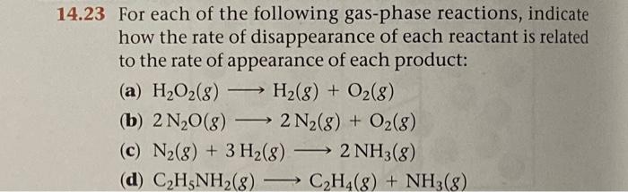 Solved 14.23 For each of the following gas-phase reactions, | Chegg.com