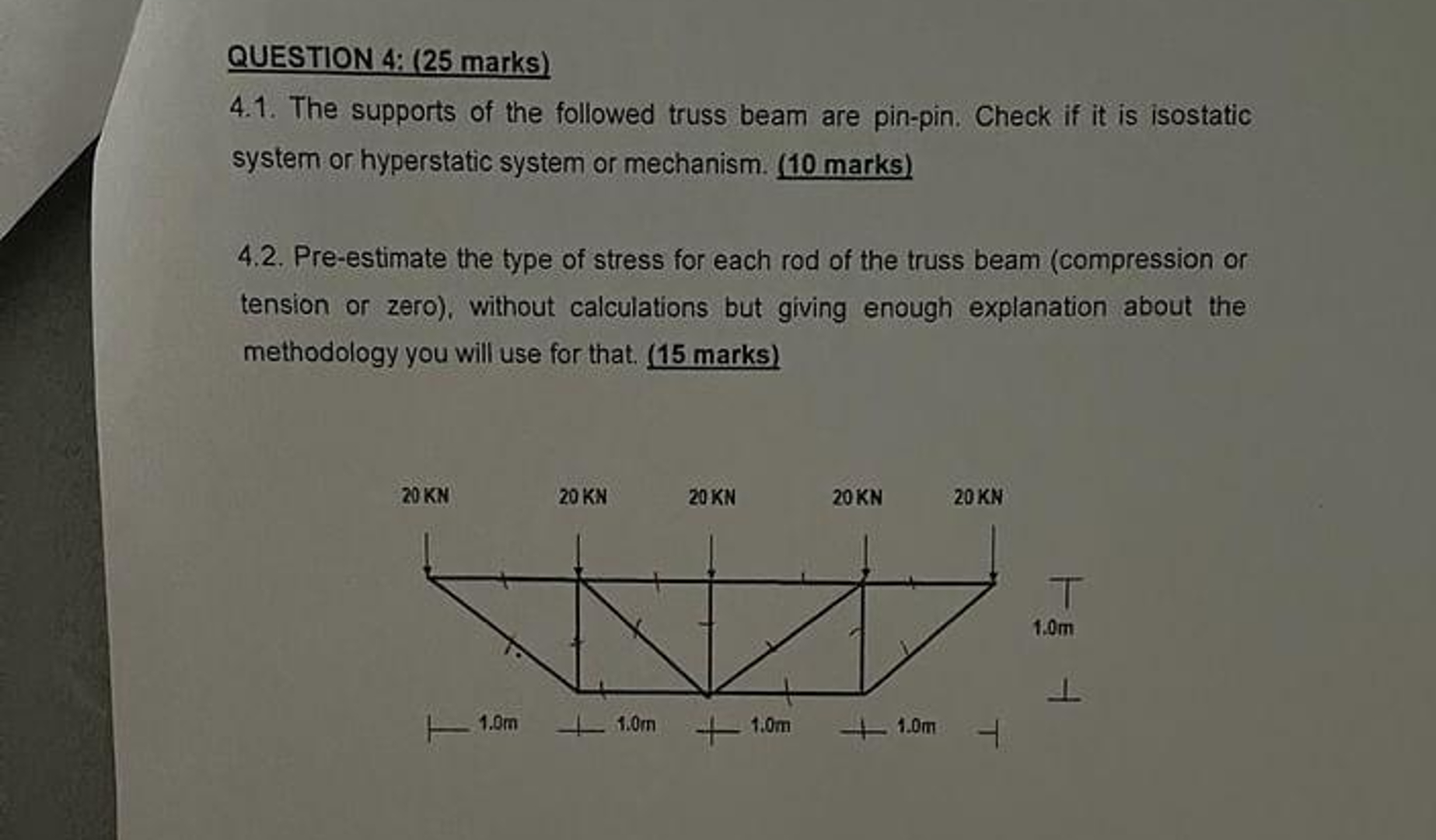 Solved QUESTION 4: ( 25 ﻿marks)4.1. ﻿The supports of the | Chegg.com