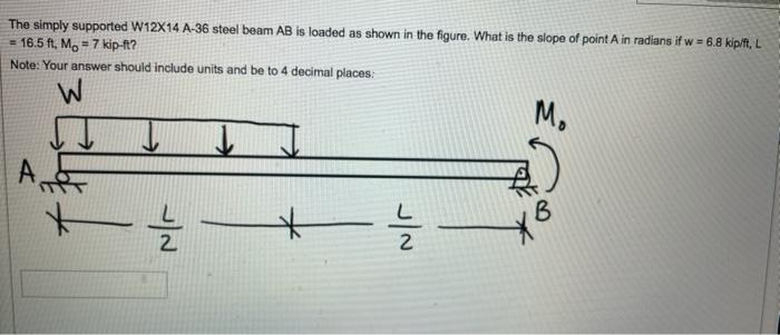 Solved The simply supported W12X14 A-36 steel beam AB is | Chegg.com